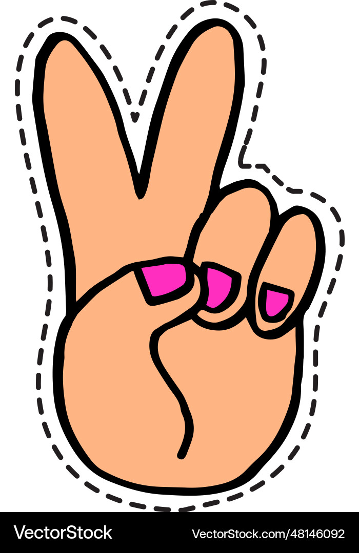 Victory or peace hand gesture sticker icon Vector Image