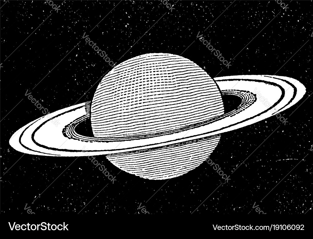 Vintage Saturn Line Art Royalty Free Vector Image