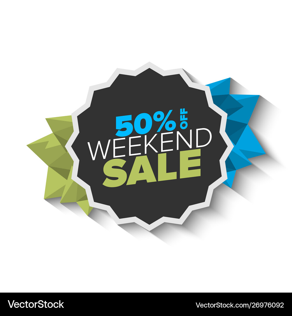 Weekend sale badge low-poly icon template Vector Image