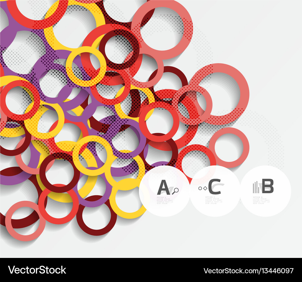 3d rings on grey geometrical modern abstract Vector Image