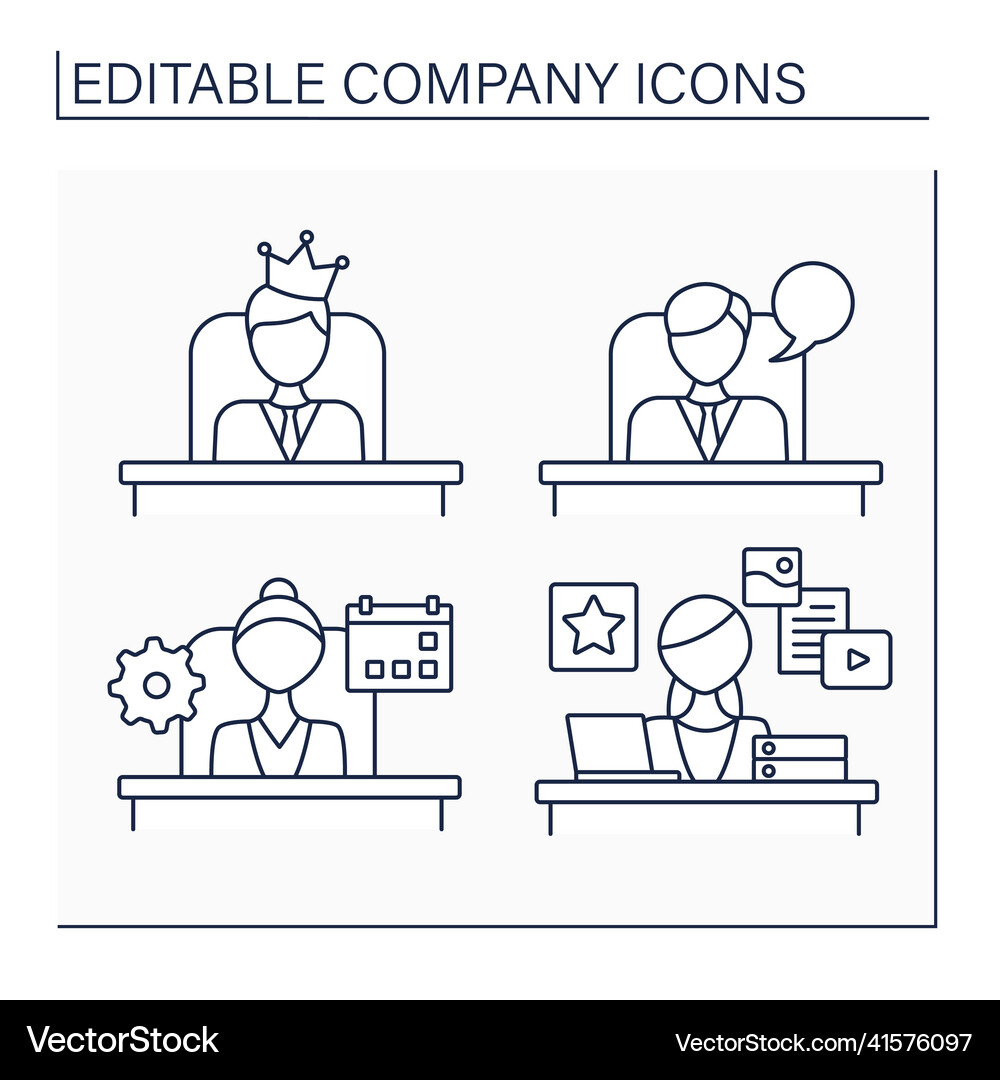 Company line icons set Royalty Free Vector Image