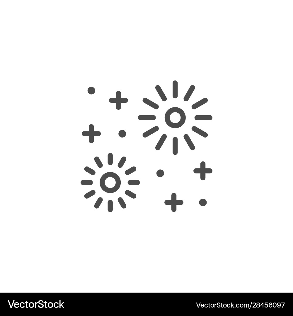 Festive fireworks line outline icon Royalty Free Vector