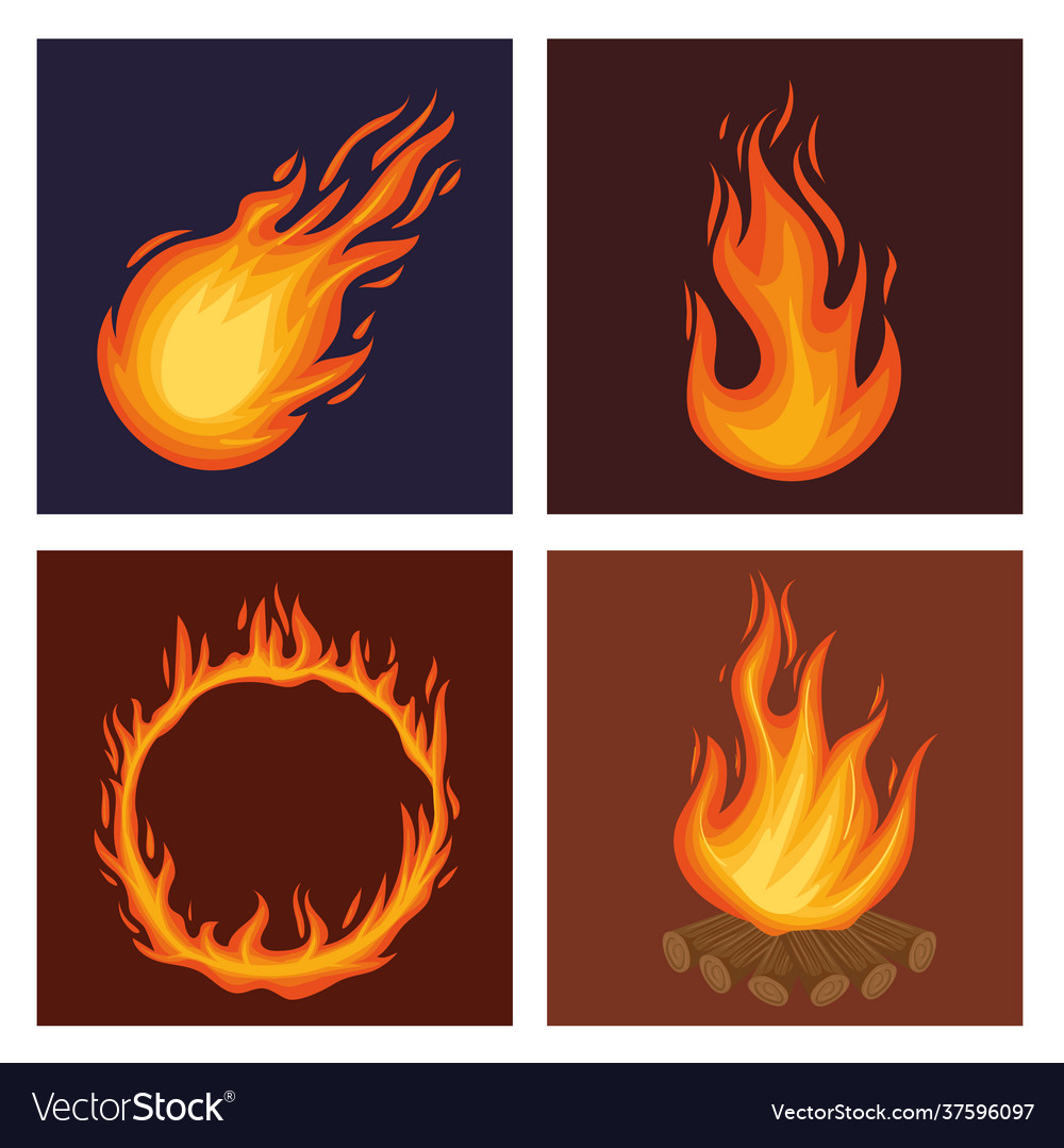 Fire four flames Royalty Free Vector Image - VectorStock