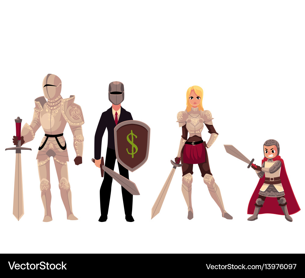 Modern and medieval armored knight characters Vector Image