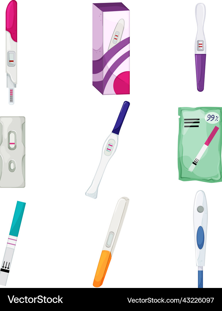 Pregnant test set cartoon Royalty Free Vector Image
