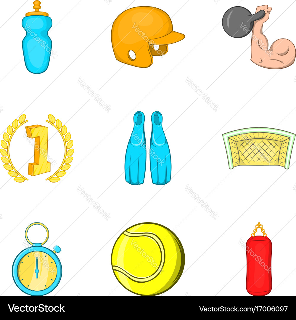 Record icons set cartoon style Royalty Free Vector Image