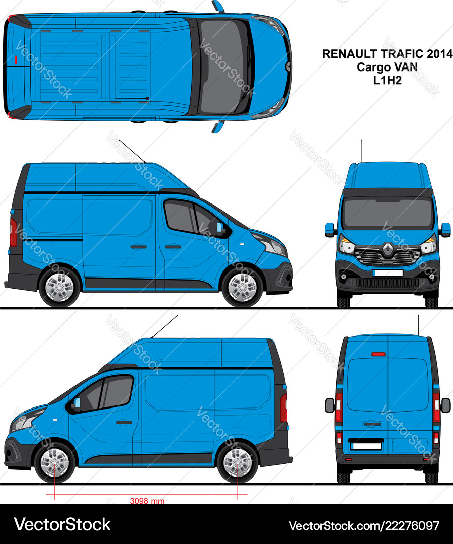 Renault trafic cargo delivery van l1h2 2014 Vector Image