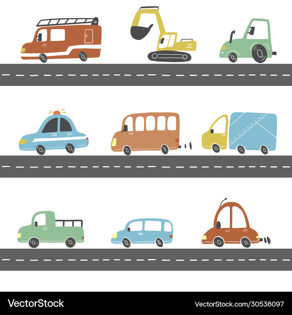 Set kids style transport Royalty Free Vector Image