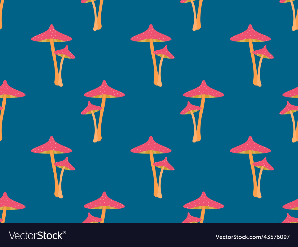 Toadstool mushrooms seamless pattern Royalty Free Vector