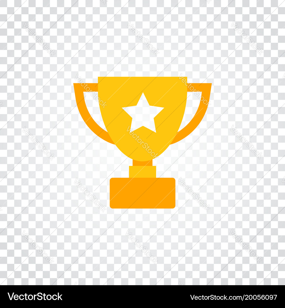 Trophy cup flat icon simple winner symbol gold Vector Image