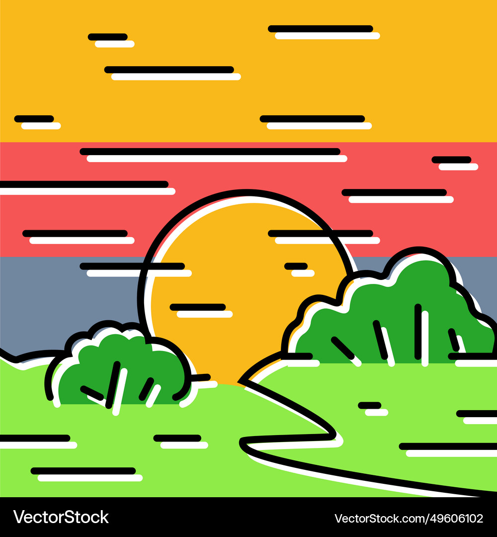 Horizont sunset sun summer sunlight color icon Vector Image