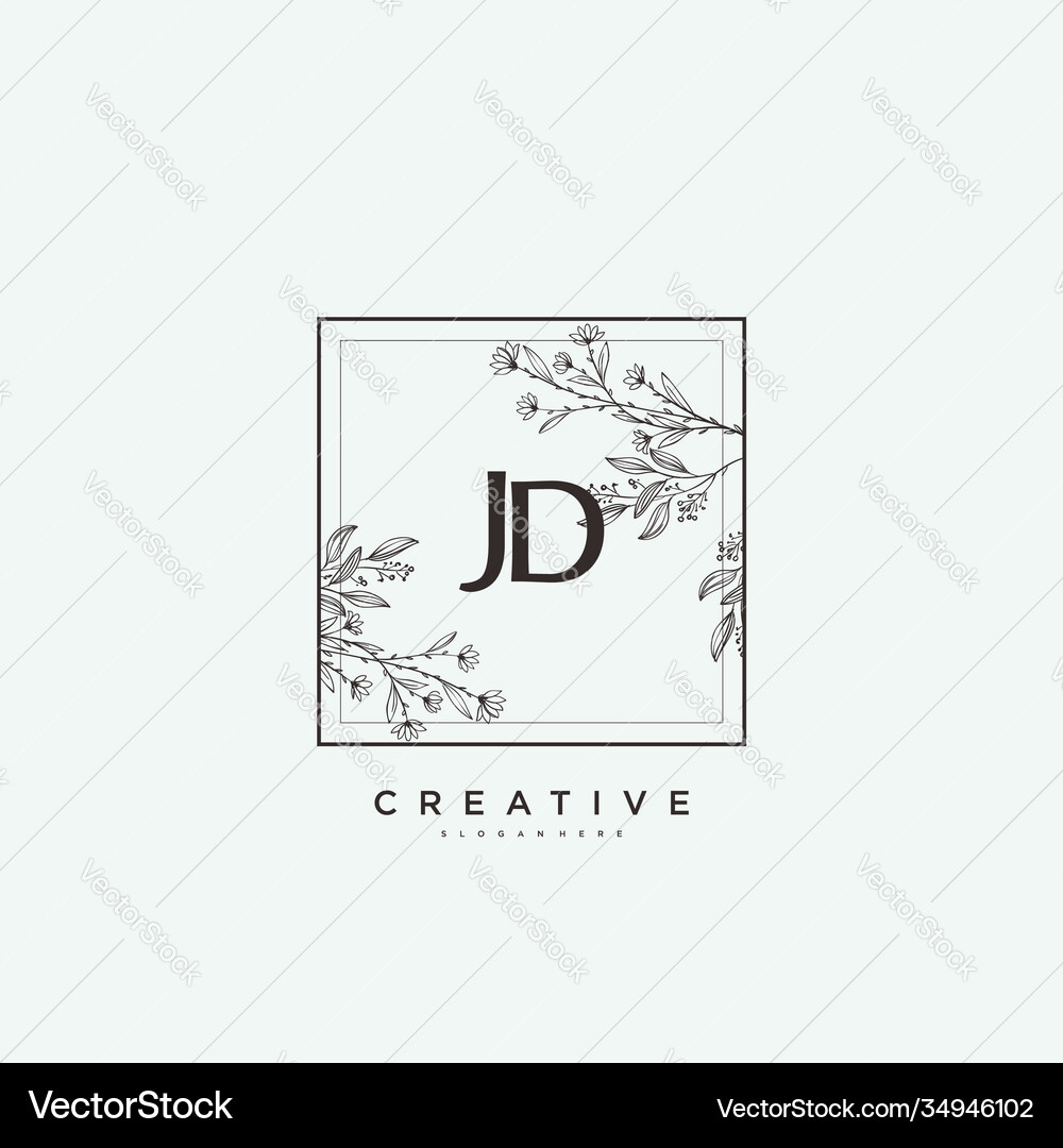 Jd beauty initial logo art handwriting logo Vector Image