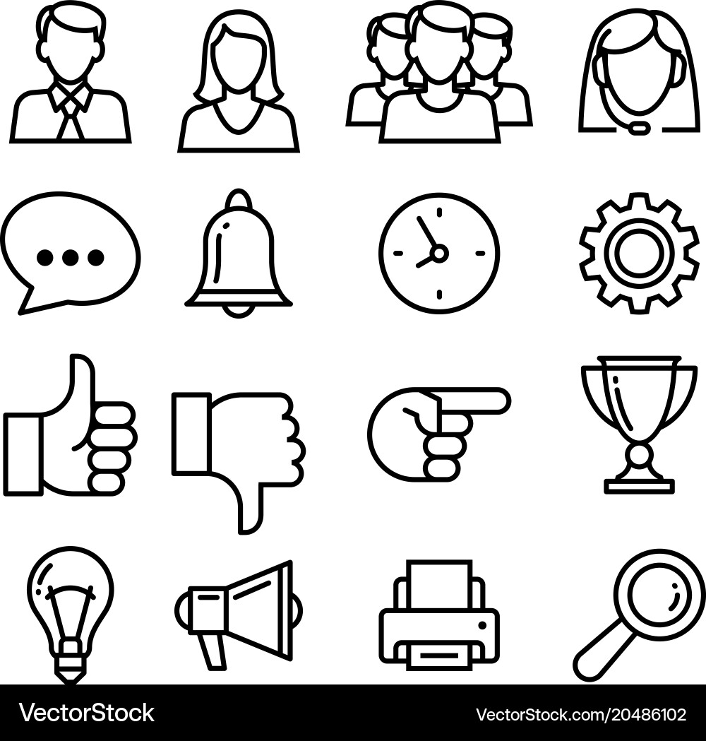 Line icons set for business Royalty Free Vector Image
