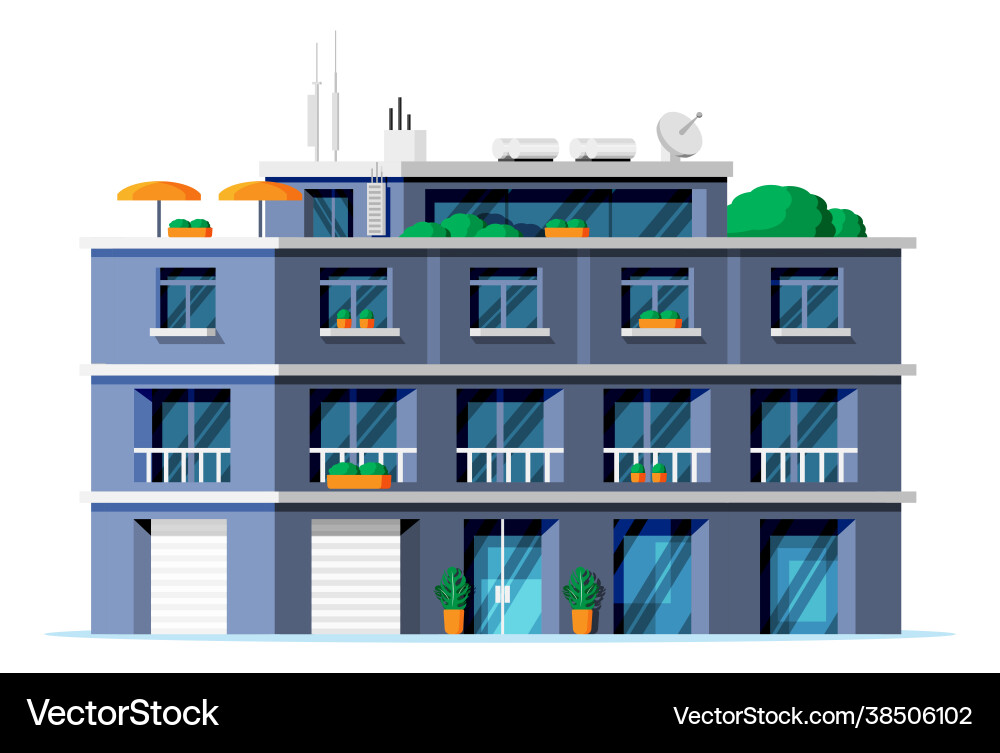 Modern apartment building isolated on white Vector Image