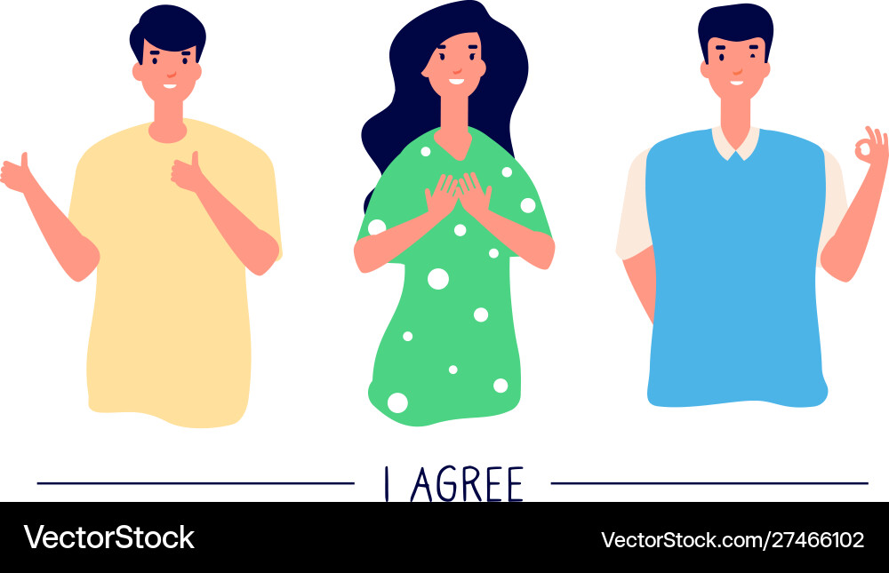 People with positive gestures smiling men and Vector Image