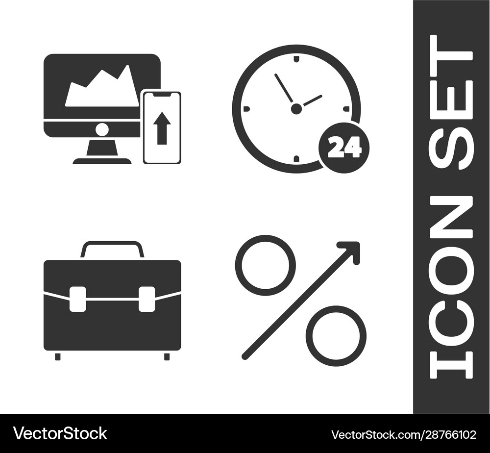 Set percent up arrow financial chart or graph Vector Image