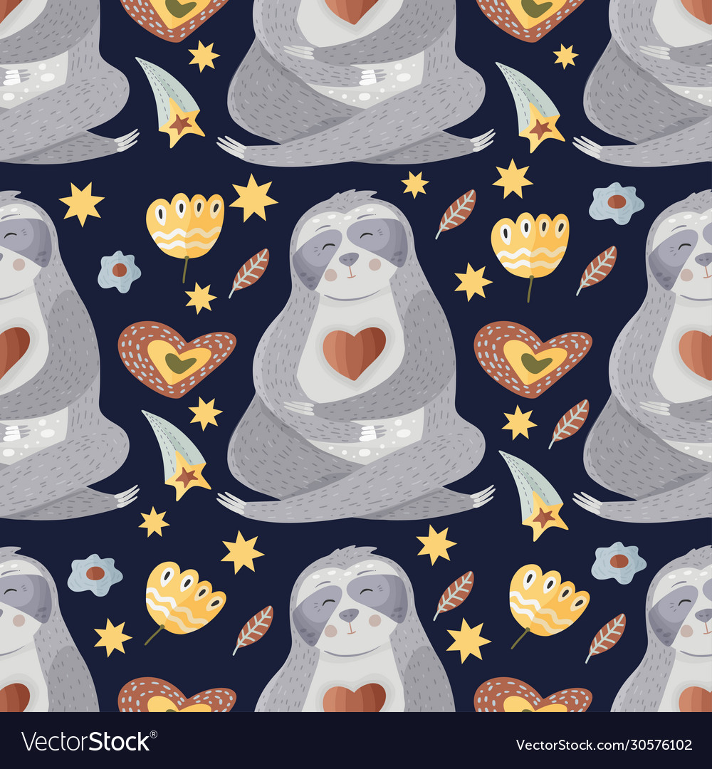 Sloth seamless pattern Royalty Free Vector Image