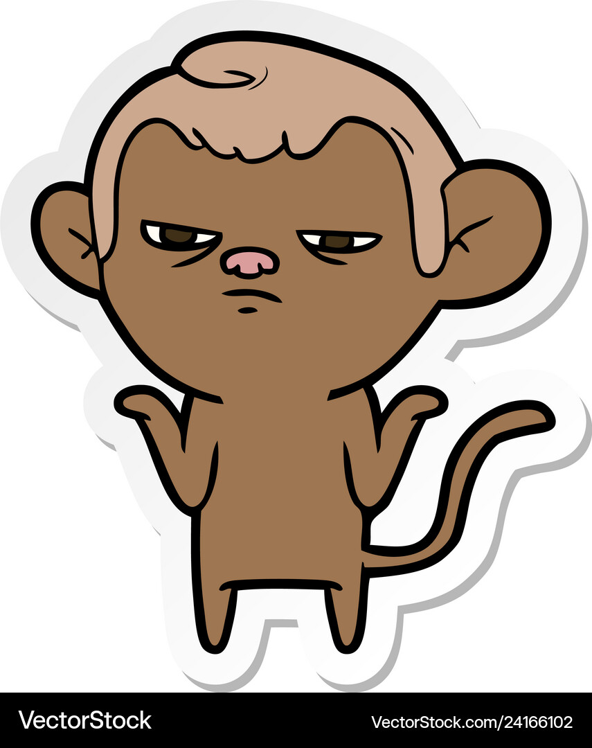 Sticker of a cartoon monkey Royalty Free Vector Image