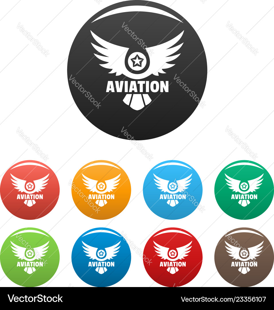 Aviation icons set color Royalty Free Vector Image