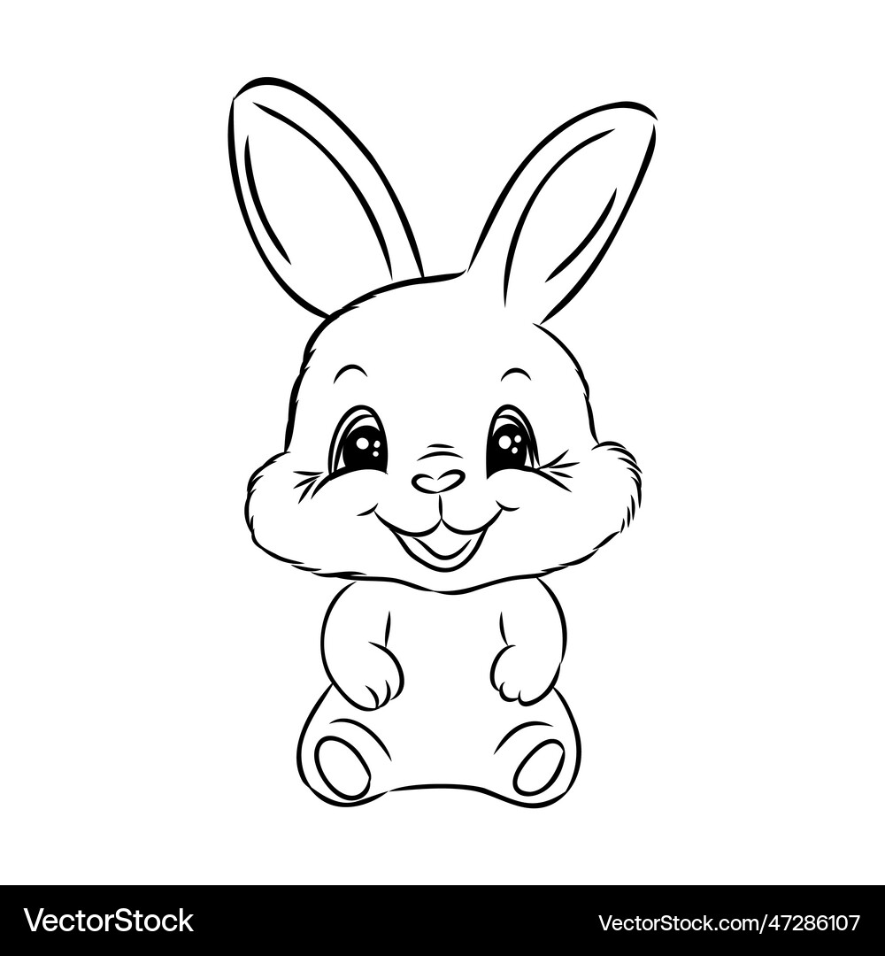 Cute outline rabbit bunny for coloring rabbit Vector Image