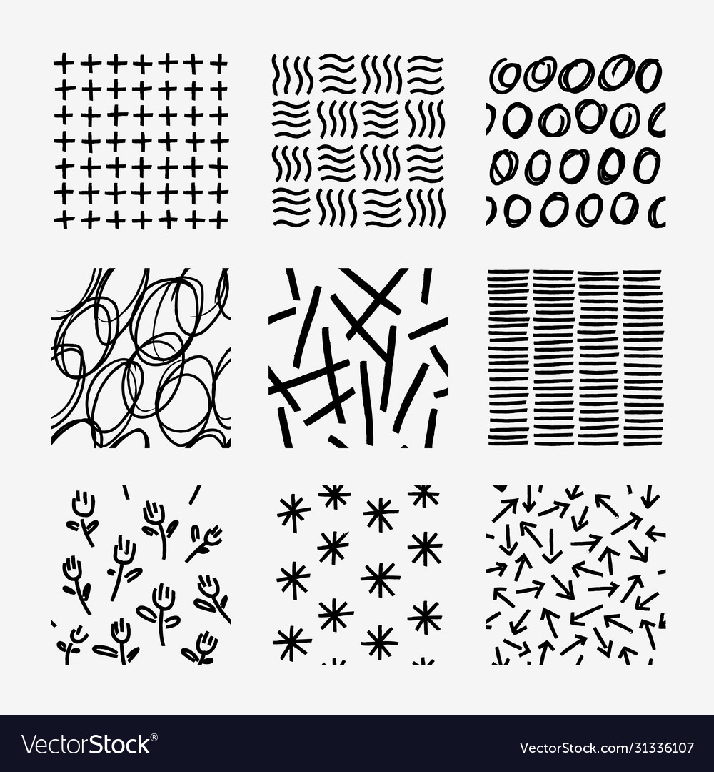 Freehand Pattern Swatch Set Royalty Free Vector Image