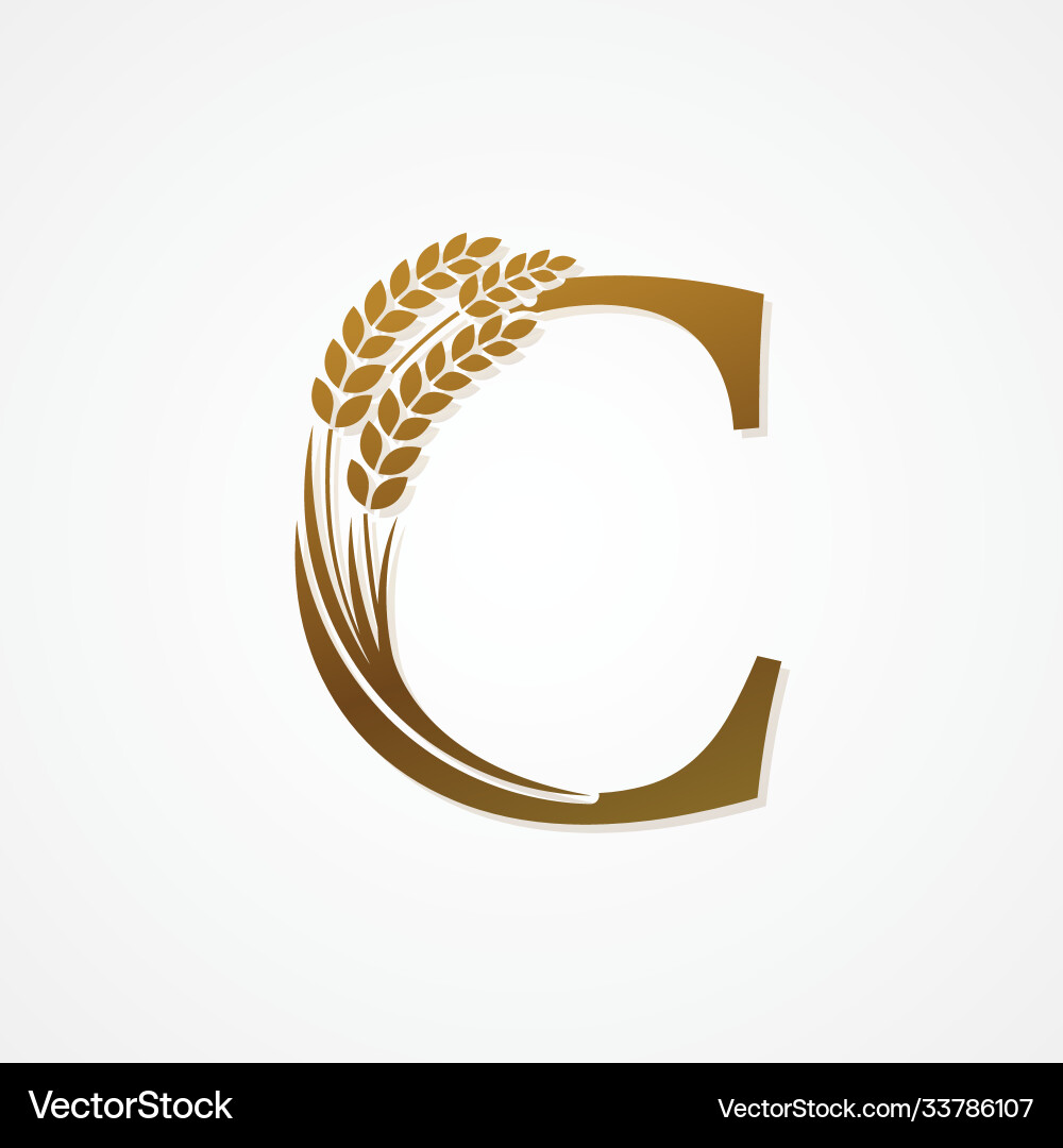 Gold letter with rice for logo design Royalty Free Vector