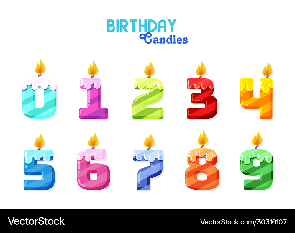 Happy birthday candle number set Royalty Free Vector Image
