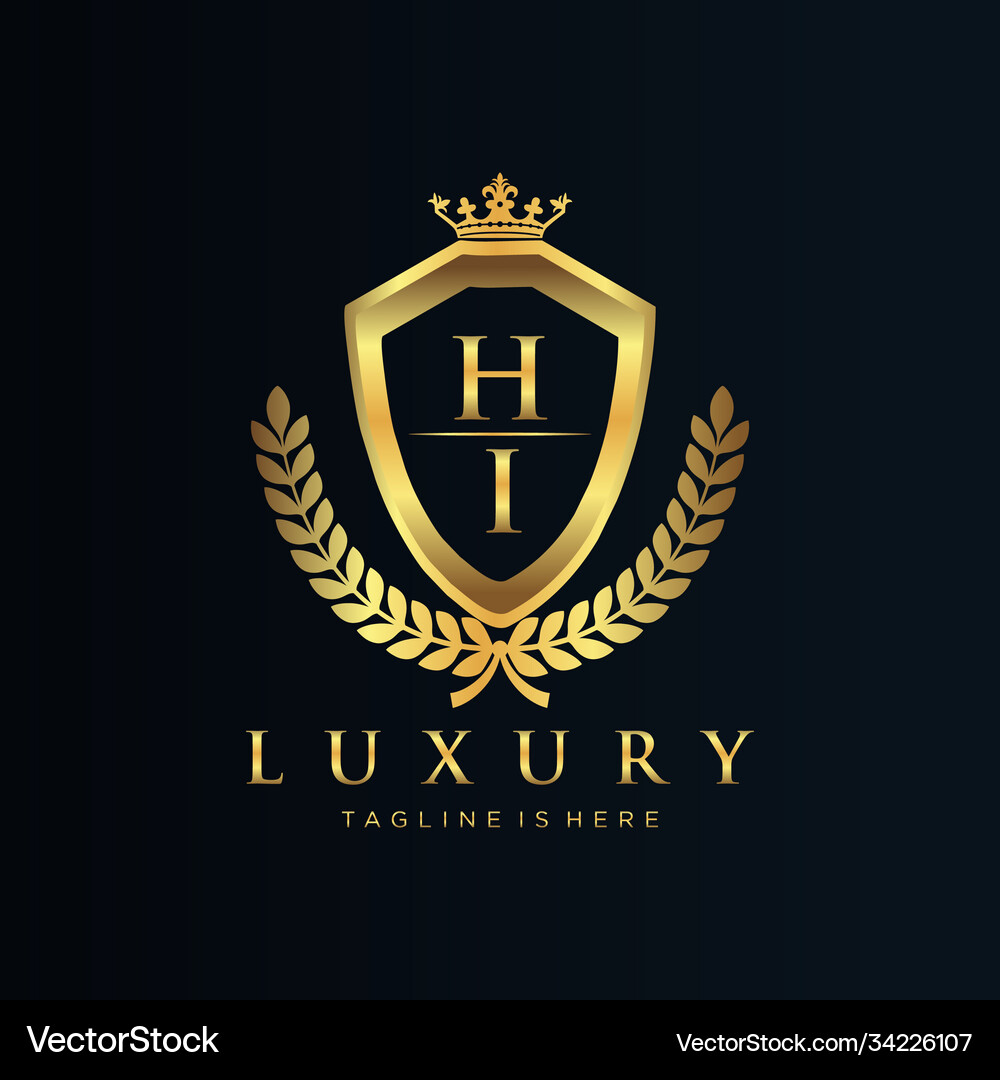 Hi letter initial with royal luxury logo template Vector Image