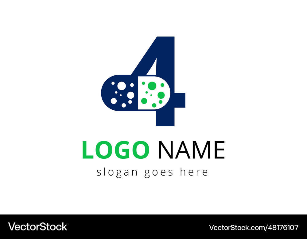 Letter 4 medicine tablet logo concept Royalty Free Vector