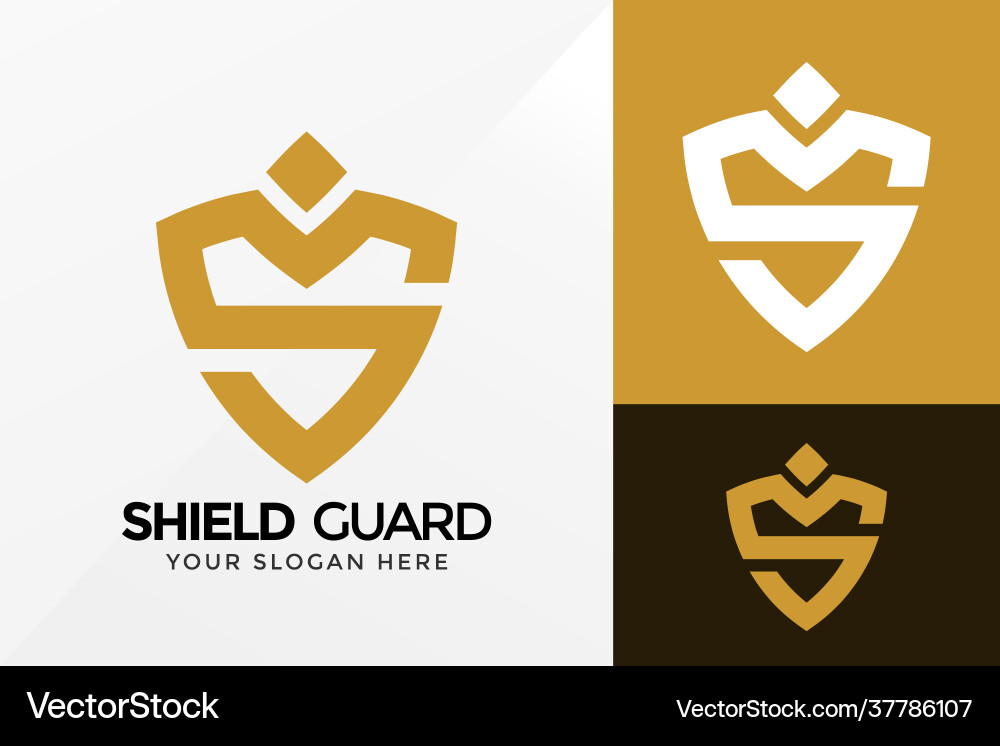 Letter sm shield guard logo design brand identity Vector Image