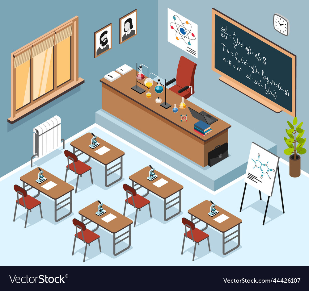 Math class interior composition Royalty Free Vector Image