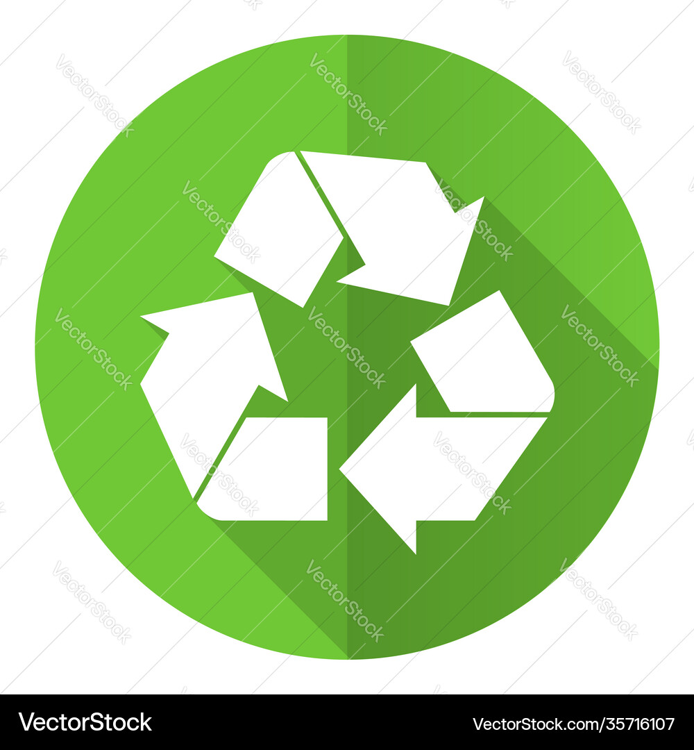 Recycle green flat design icon recycling concept Vector Image
