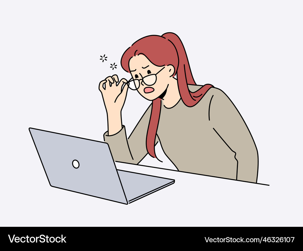 Stunned woman look at computer screen shocked Vector Image