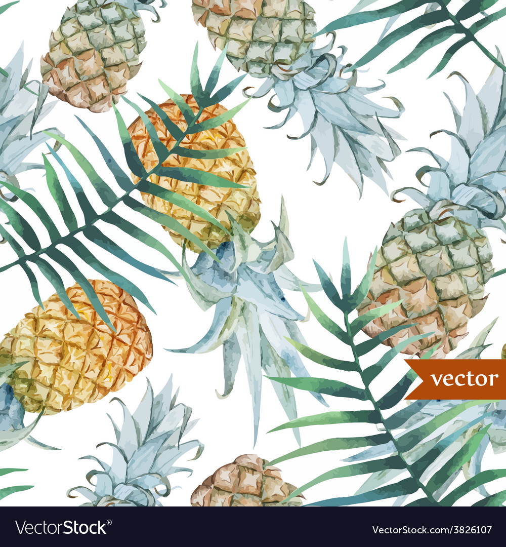 Watercolor tropical pineapple exotic pattern Vector Image