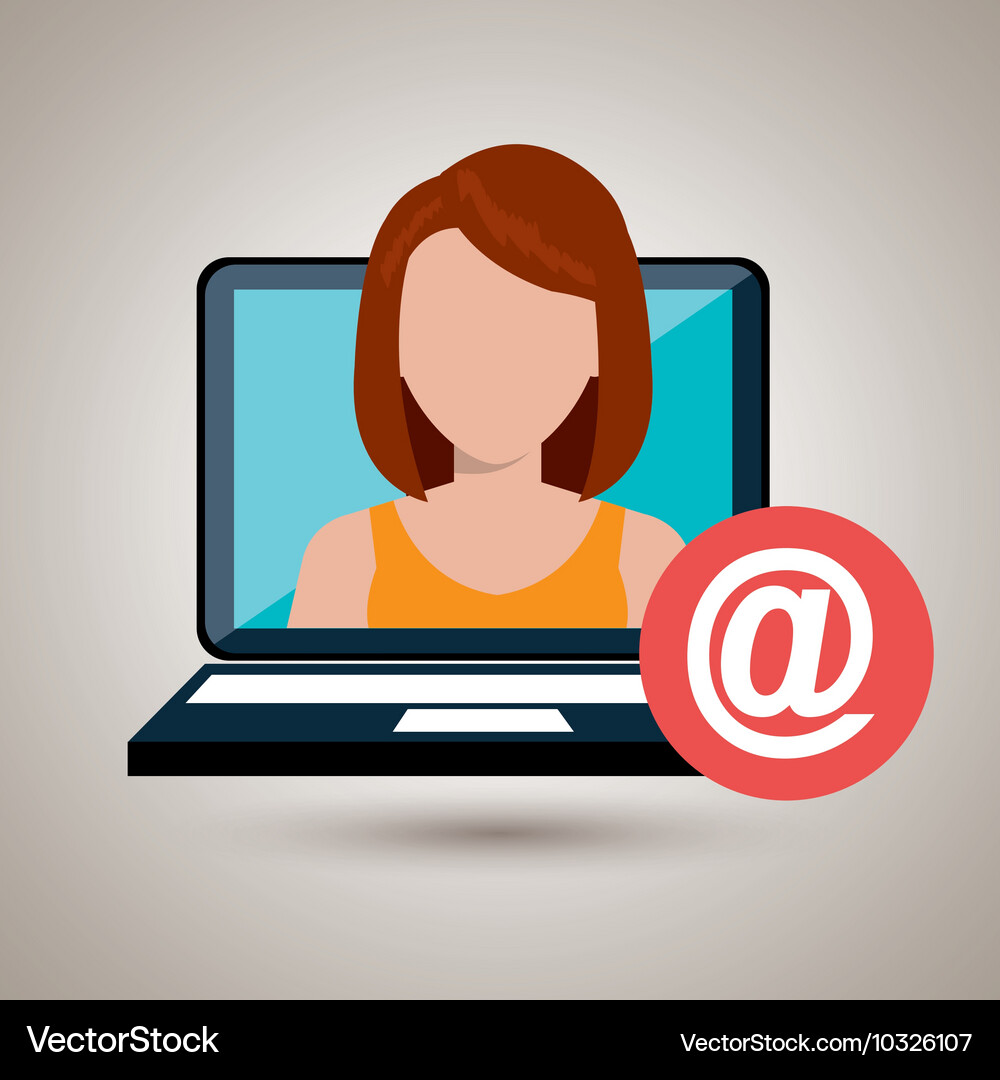 Woman laptop email icon Royalty Free Vector Image