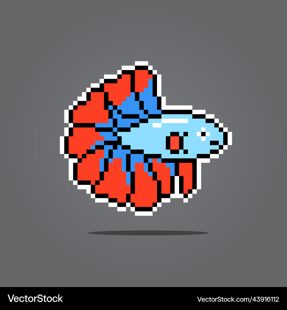8-bit pixel of siamese fighting fish Royalty Free Vector