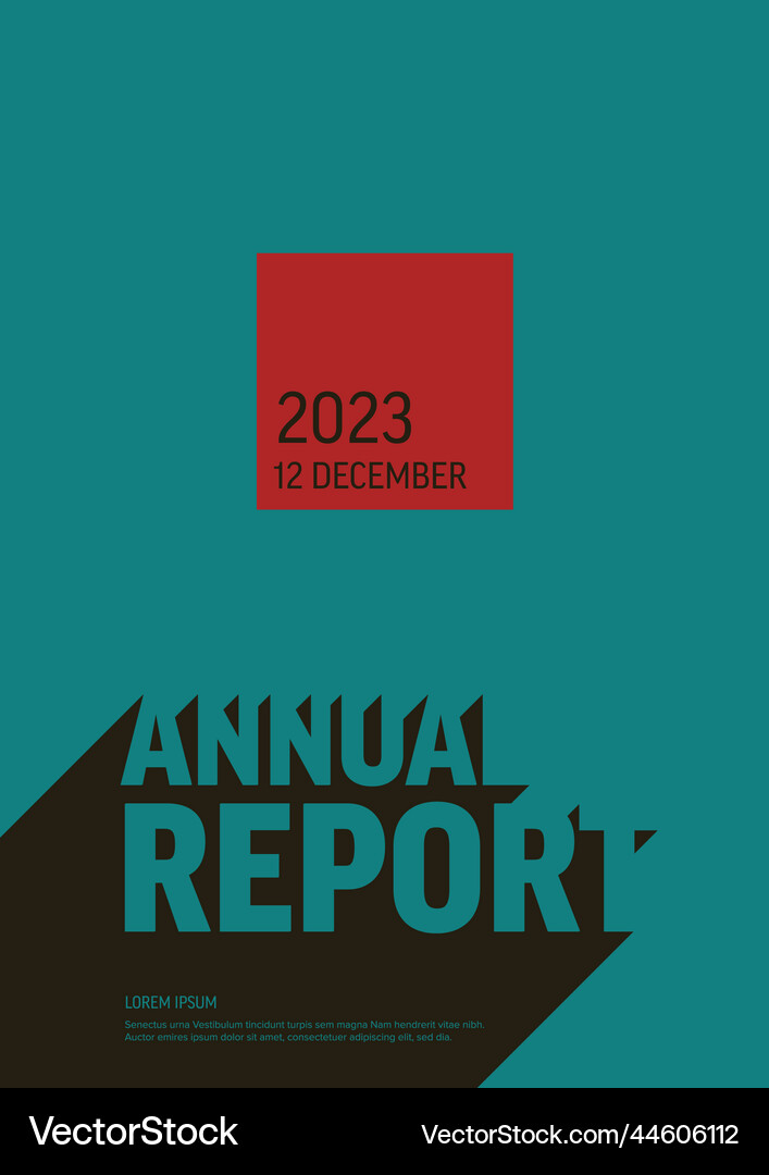 Annual minimalistic report teal cover template Vector Image