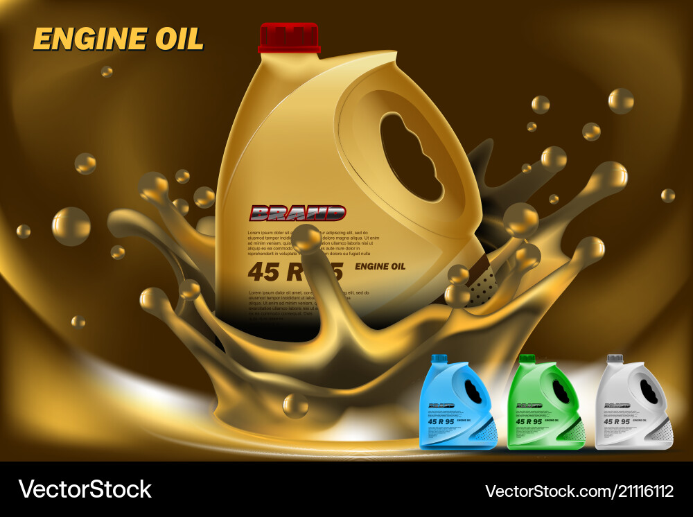 Can engine oil in splash oil Royalty Free Vector Image