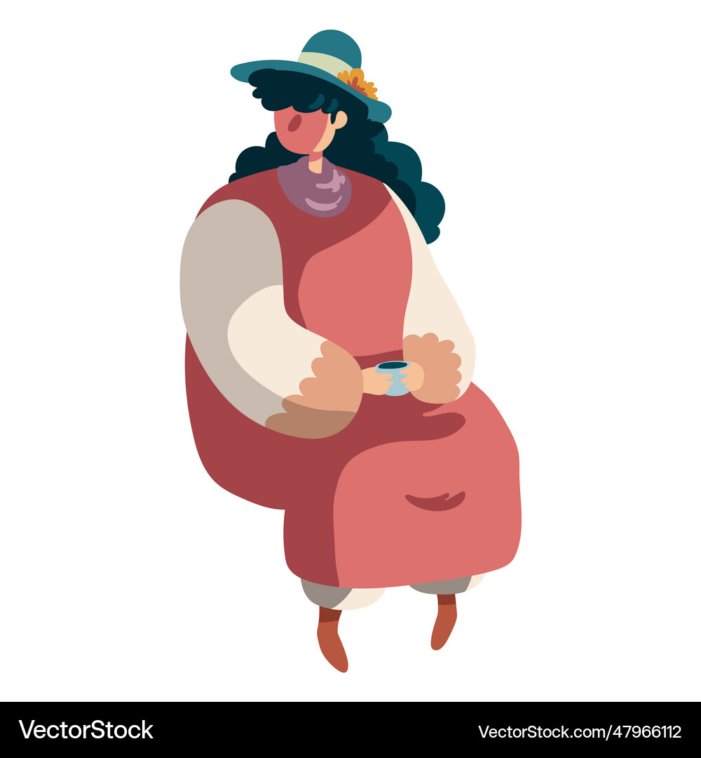 Character british girl sitting Royalty Free Vector Image
