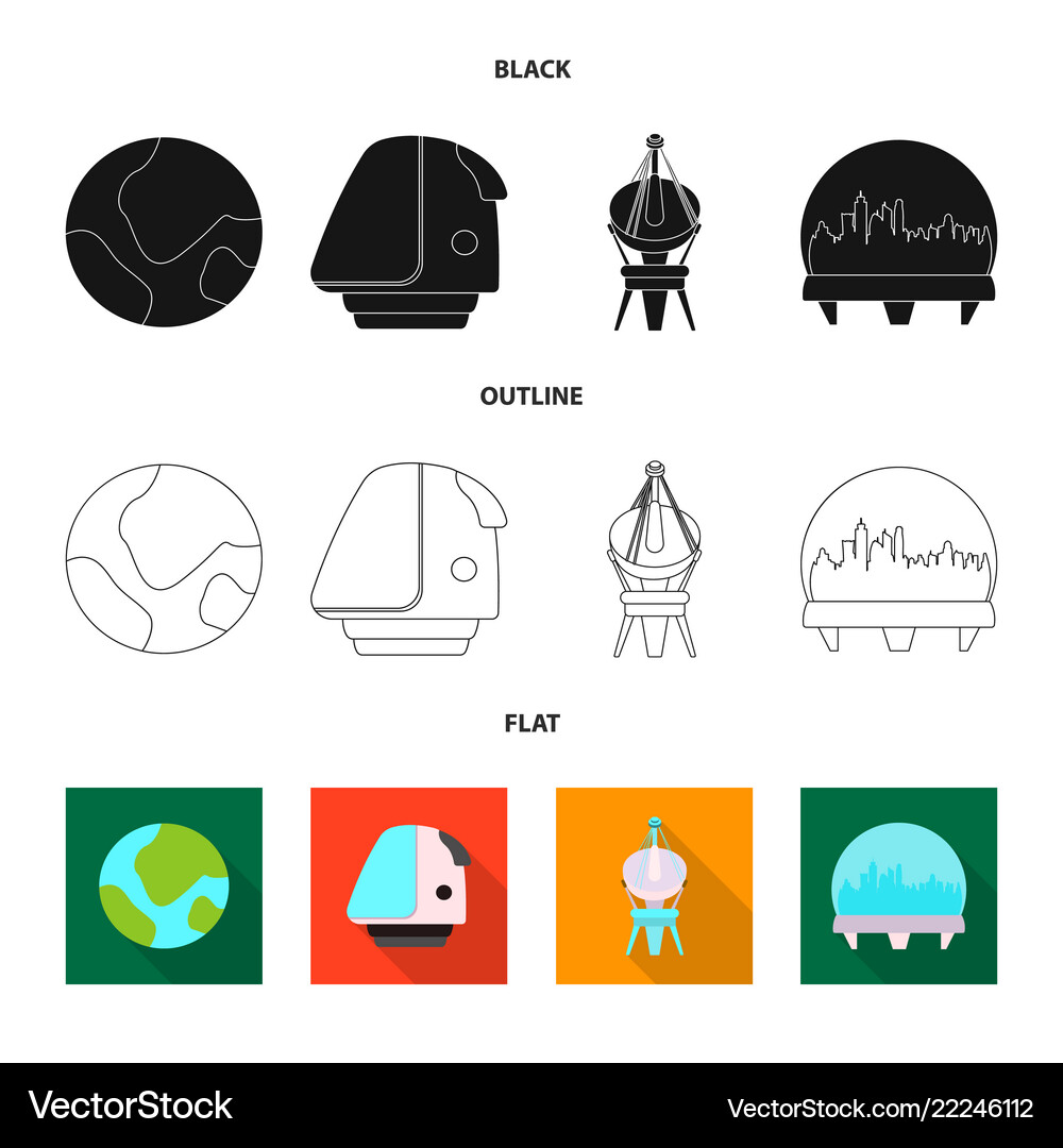 Design of mars and space logo set Royalty Free Vector Image