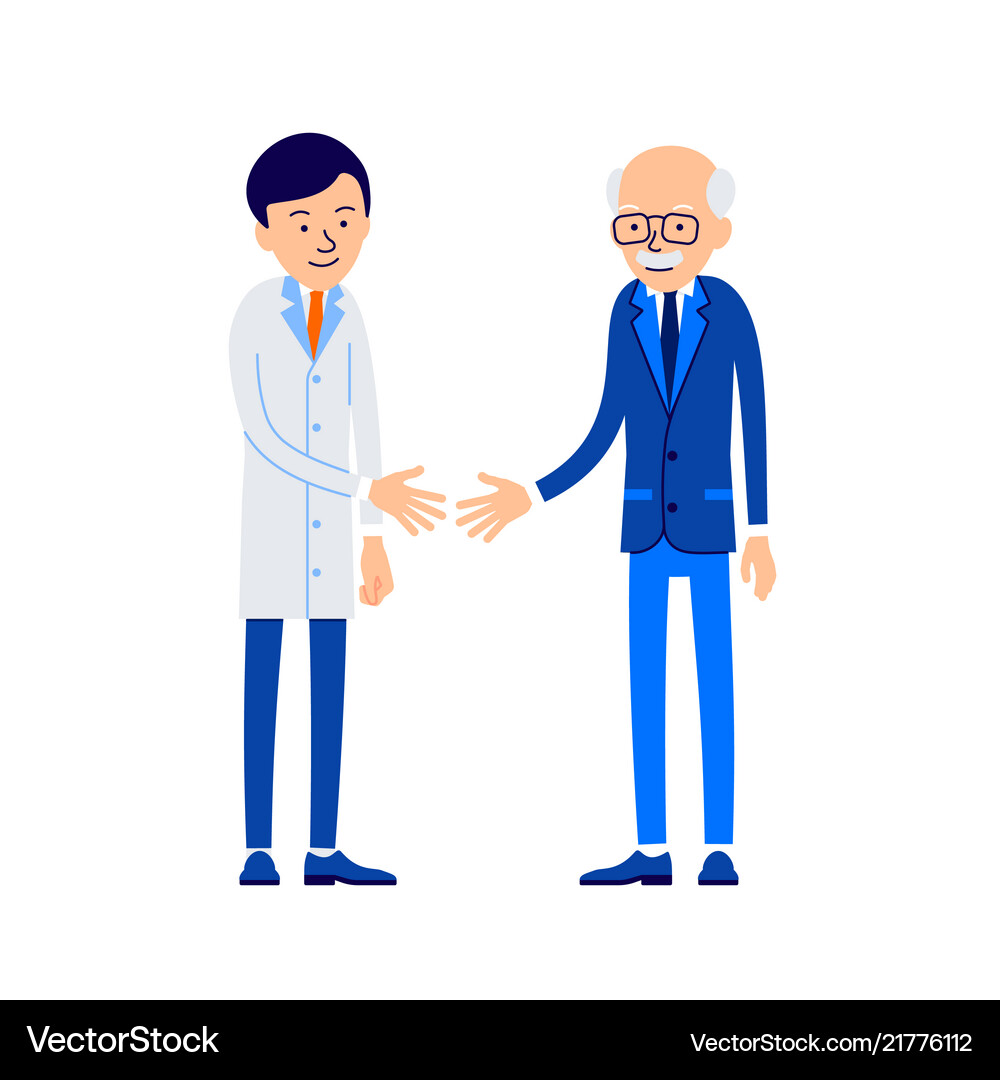 Doctor and patient welcomes Royalty Free Vector Image
