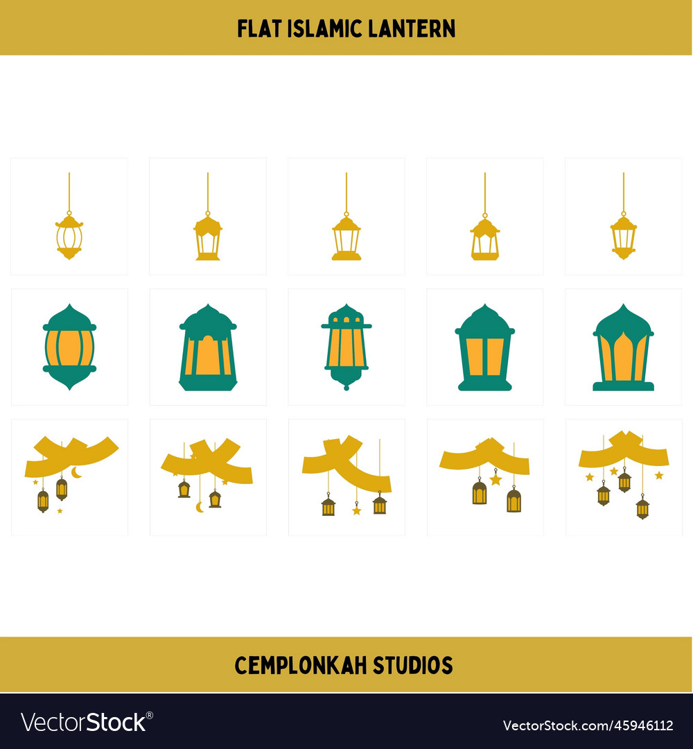 Flat islamic lantern Royalty Free Vector Image