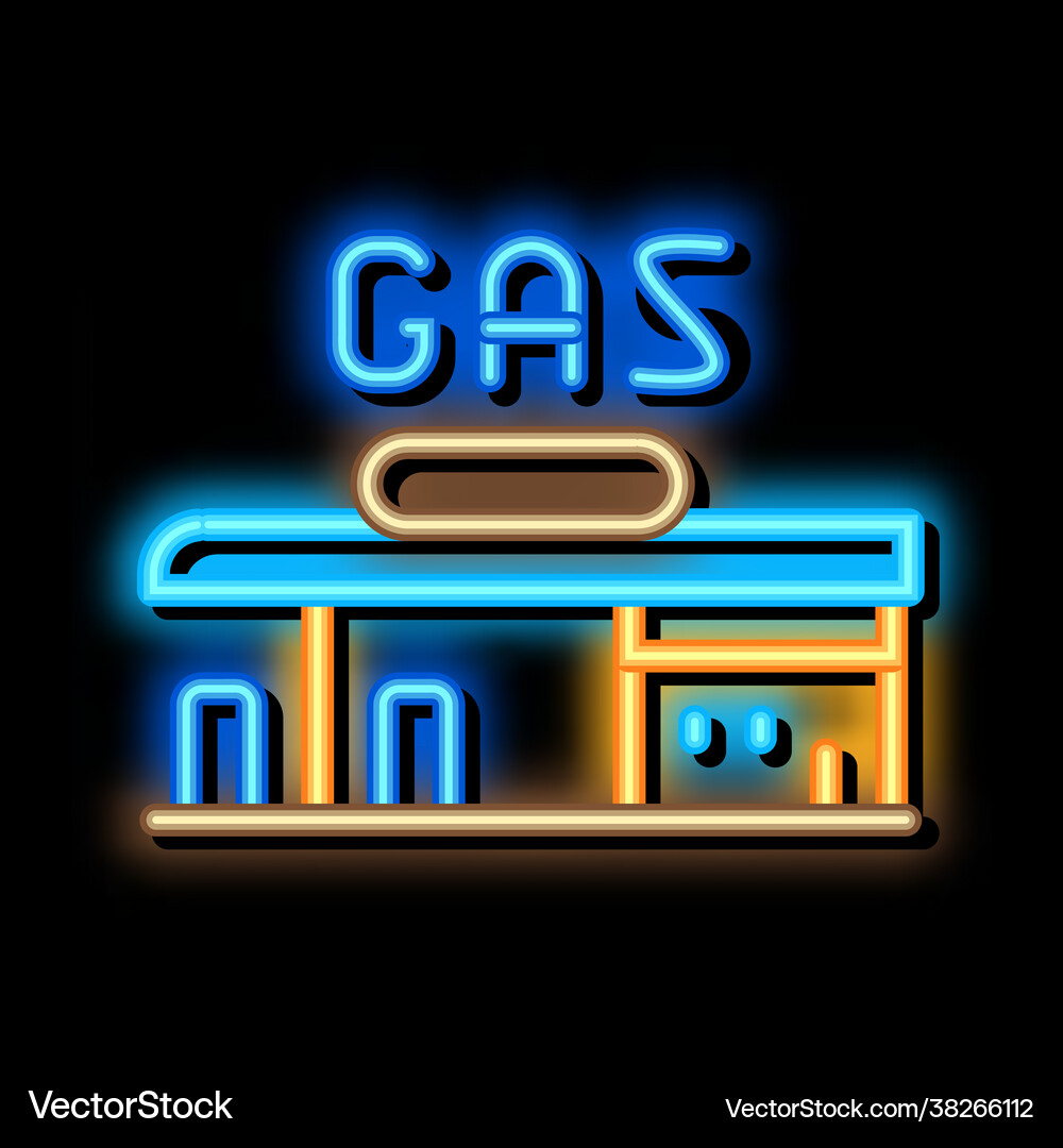 Gas station neon glow icon Royalty Free Vector Image