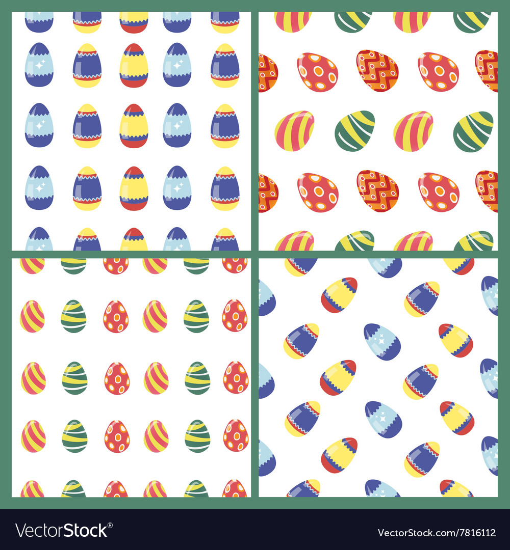 Happy easter seamless patterns set with eggs Vector Image