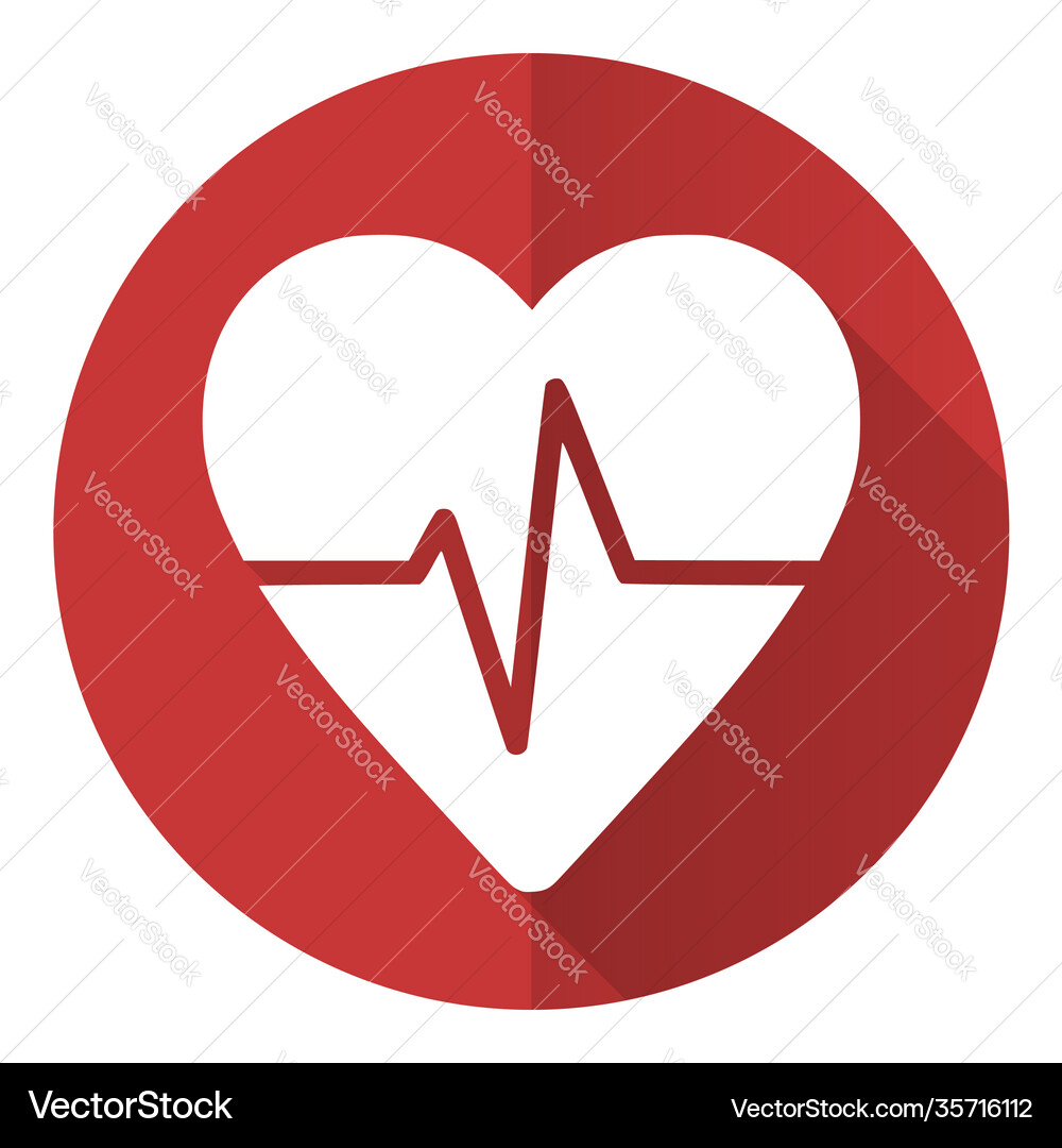 Heart pulse red flat design icon heartbeat concept