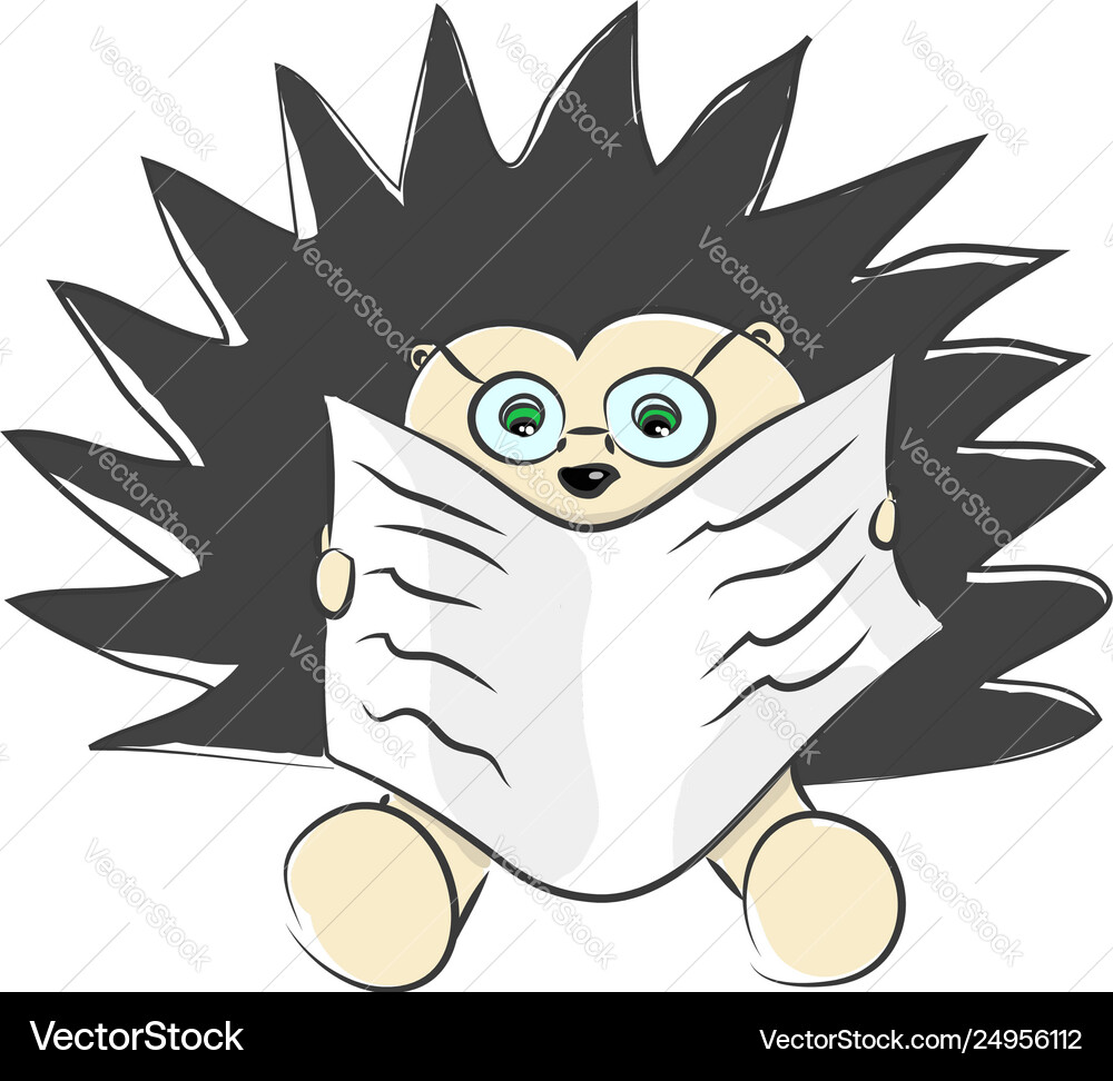 Hedgehog reading newspaper looks cute Royalty Free Vector