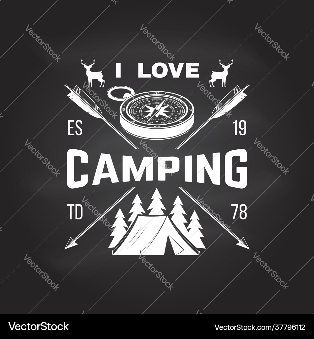 I love camping quote on chalkboard Royalty Free Vector Image