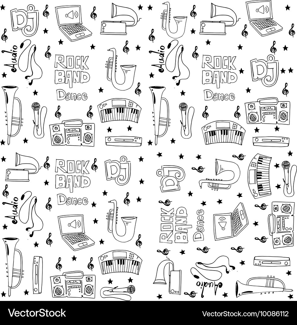 Music doodles on white backgrounds art Royalty Free Vector