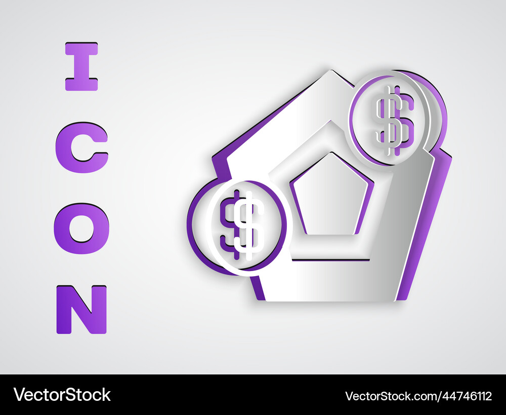 Paper cut financial growth increase icon isolated Vector Image