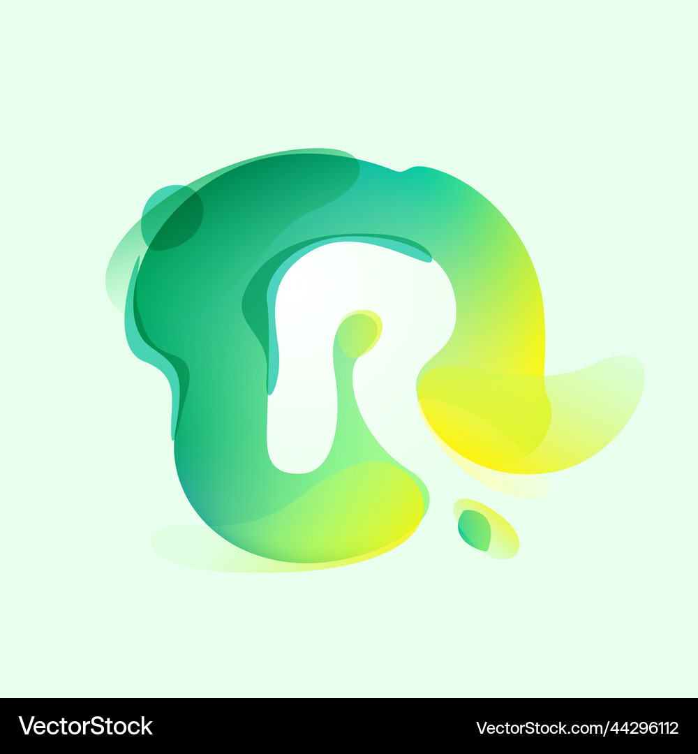 R letter logo in eco gradient splash blot Vector Image